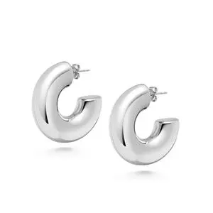 NIALAYA JEWELRY Chunky Tube Hoop Earrings - Silver