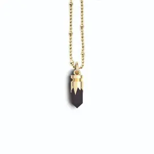KASUN LONDON Pendant Necklace With Onyx - Gold