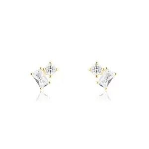 SHYMI Mini Two Stone Stud Earrings - Gold