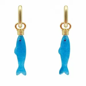 MICHAEL NASH JEWELRY Fish Turquoise Resin Drop Earrings - Blue