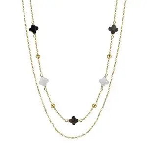 SHADED THE LABEL Roisin Shell Clover Layered Necklace - Gold