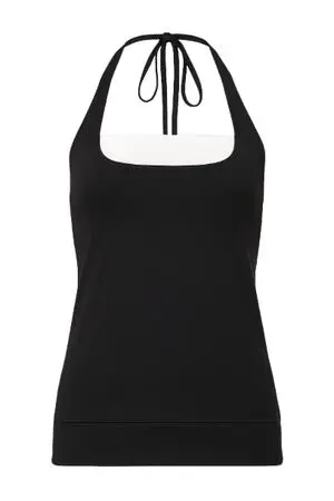CONQUISTA Halter Neck Faux Layer Top