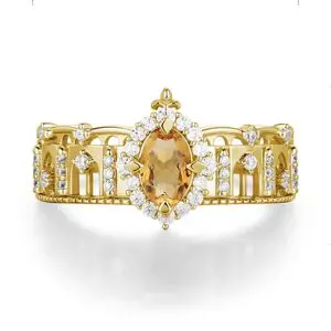 AZURA JEWELRY NEW YORK Alhambra Arcade Citrine Ring - Gold
