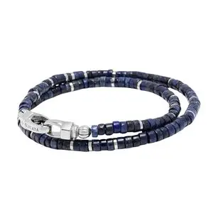 NIALAYA JEWELRY Lapis Heishi Wrap Bracelet - Blue/silver