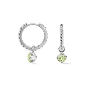 DOWER & HALL Peridot Charm Hoop Earrings - Silver