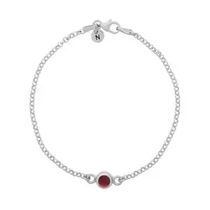 NELLOU JEWELLERY Sterling Silver Garnet Bezel Set Chain Bracelet - Red