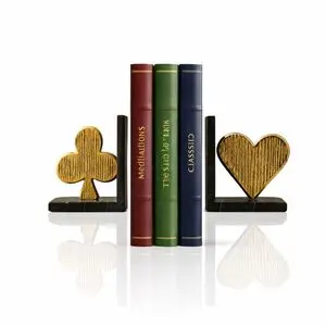 MARLETH Black / Gold Black Marble Bookends With Brass Detail - Black/gold