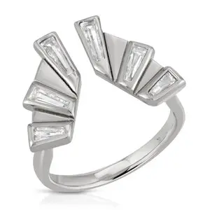 GLAMROCKS JEWELRY Sunray Baguette Ring - Silver