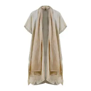 ZHENABIA Vintage Hooded Kimono Shawl - Yellow