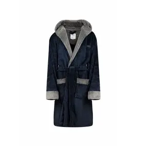BEDROOM ATHLETICS Moore Flannel Fleece Dressing Gown Navy - Blue