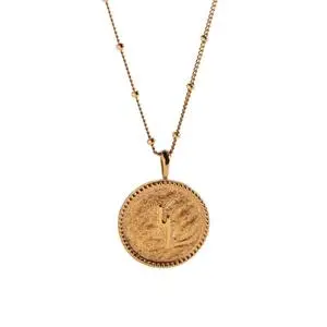 CLAIRE HILL DESIGNS Hope Coin Shorthand Necklace - Gold