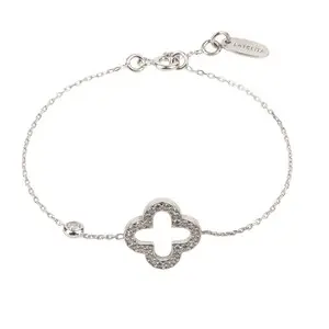 LATELITA Byzantine Open Clover Bracelet - Silver/white