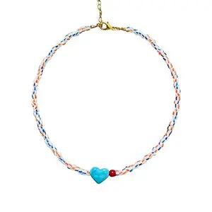 DESERT LOBBY Small Talk Heart Necklace - Blue/red