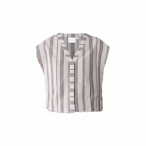 REISTOR Relaxed Striped V-neck Top