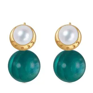 AUROZIA Starry Moon Lunar Phase Stud Earrings