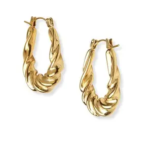 HOOPS + CHAINS LDN Estelle 18kt Plated Twisted Hoop Earrings - Gold
