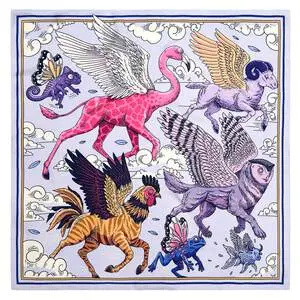SQUAÏR Le Bestiaire Céleste Celestite Square Silk Scarf - Blue/purple