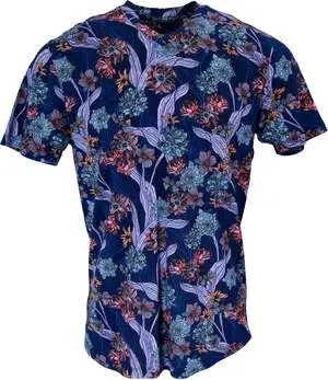 LORDS OF HARLECH Maze Ocean Floral Shirt - Blue