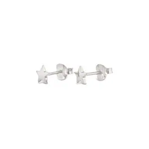 DINNY HALL Bijou Silver Star Mini Stud Earrings - Silver/white