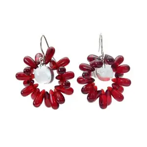 LAURA DAILI Ruby Bloom Glass Earrings - Red/silver/purple
