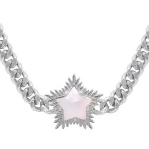 LUNA CHARLES Odette Moonstone Star Choker Necklace - White/silver