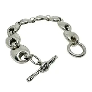 TG-JEWELLERY BY TAMARA GERVASIO Sterling Silver Celtic Dog Anchor Chain Bracelet - Silver/black