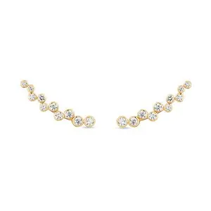 SALLY SKOUFIS Ear Climber With Cz Diamond Simulant - White/gold