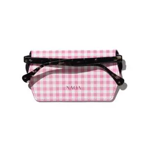 NAOA Slim Glasses Case Vichy Print White/pink