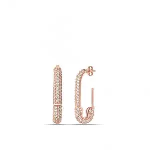 SPERO LONDON Sterling Silver Pave Safety Pin Earrings - Rose Gold
