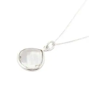 HARFI Sterling Silver White Topaz Charm Necklace - White/silver