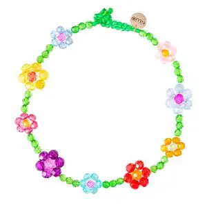 TILLIE BEADS Handmade Floral Beaded Necklace - Green