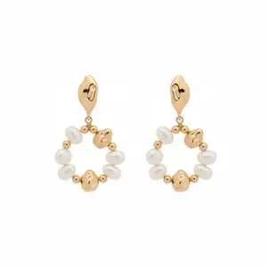 ANGEL BAROCCO Natural Pearl Loop Earrings - Gold