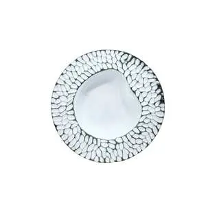 ANATOLIACRAFT White / Black Hic Ceramics Stone Wave Spaghetti Plate Recif — Handcrafted Textured Stoneware Plate - White/black