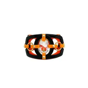 GISSA BICALHO Handmade Acrylic Bracelet With Oval Stone - Black/orange