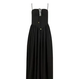 DECOLET THE LABEL Raquel Drop Waist Cotton Maxi