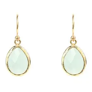 LATELITA Aqua Chalcedony Petite Drop Earrings - Blue/gold