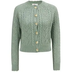 PERALUNA Ella Cable Knit Openwork Cropped Cardigan