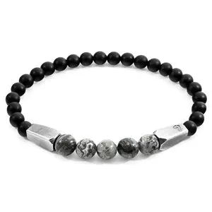 ANCHOR & CREW Jasper Hukou Stone Bracelet - Grey