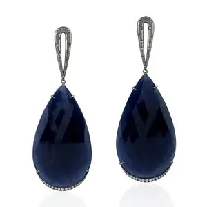 ARTISAN Blue Sapphire And Diamond Dangle Earrings - White