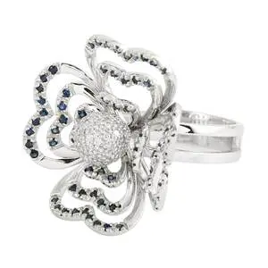 ARTISAN Floral Statement Ring - White/blue