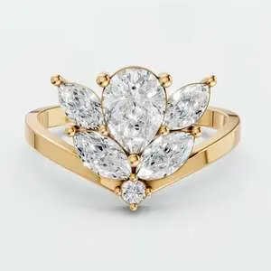 AYA FINE JEWELRY Pear & Marquise Lab Diamond Cluster Ring 1.41 Ctw In 14k Gold - Yellow