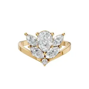 AYA FINE JEWELRY Pear & Marquise Lab Diamond Cluster Ring 1.41 Ctw In 14k Gold - Yellow