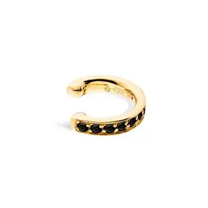 SALLY SKOUFIS Gold Vermeil Ear Cuff With Black Zirconia - Gold/black