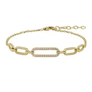 NESHI DESIGNS 14k Gold Diamond Paper Clip Bracelet - Yellow