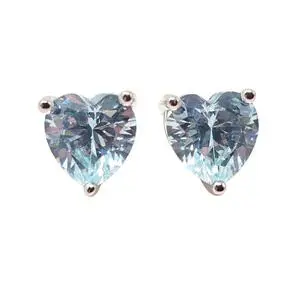 HARFI Blue Topaz Heart Gemstone Stud Earrings - Blue/silver