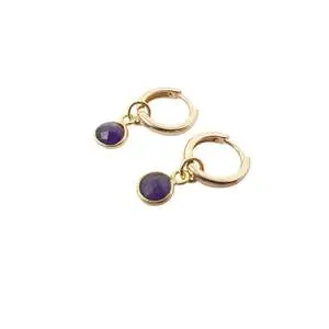 HARFI Mini Amethyst Gold Plated Huggies - Gold/yellow