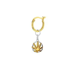 TRUE ROCKS 2tone Mini Happy Leaf Hoop Earring - Gold
