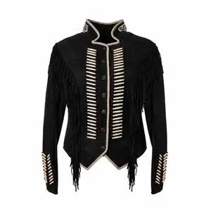 ZASTASTUDIO Warrior Suede Leather Jacket With Fringes - Black