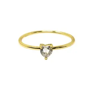 NASI SILVER Yours Heart Ring With Topaz - White