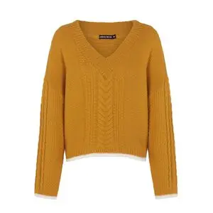 CARA & THE SKY Emma Cable V-neck Jumper